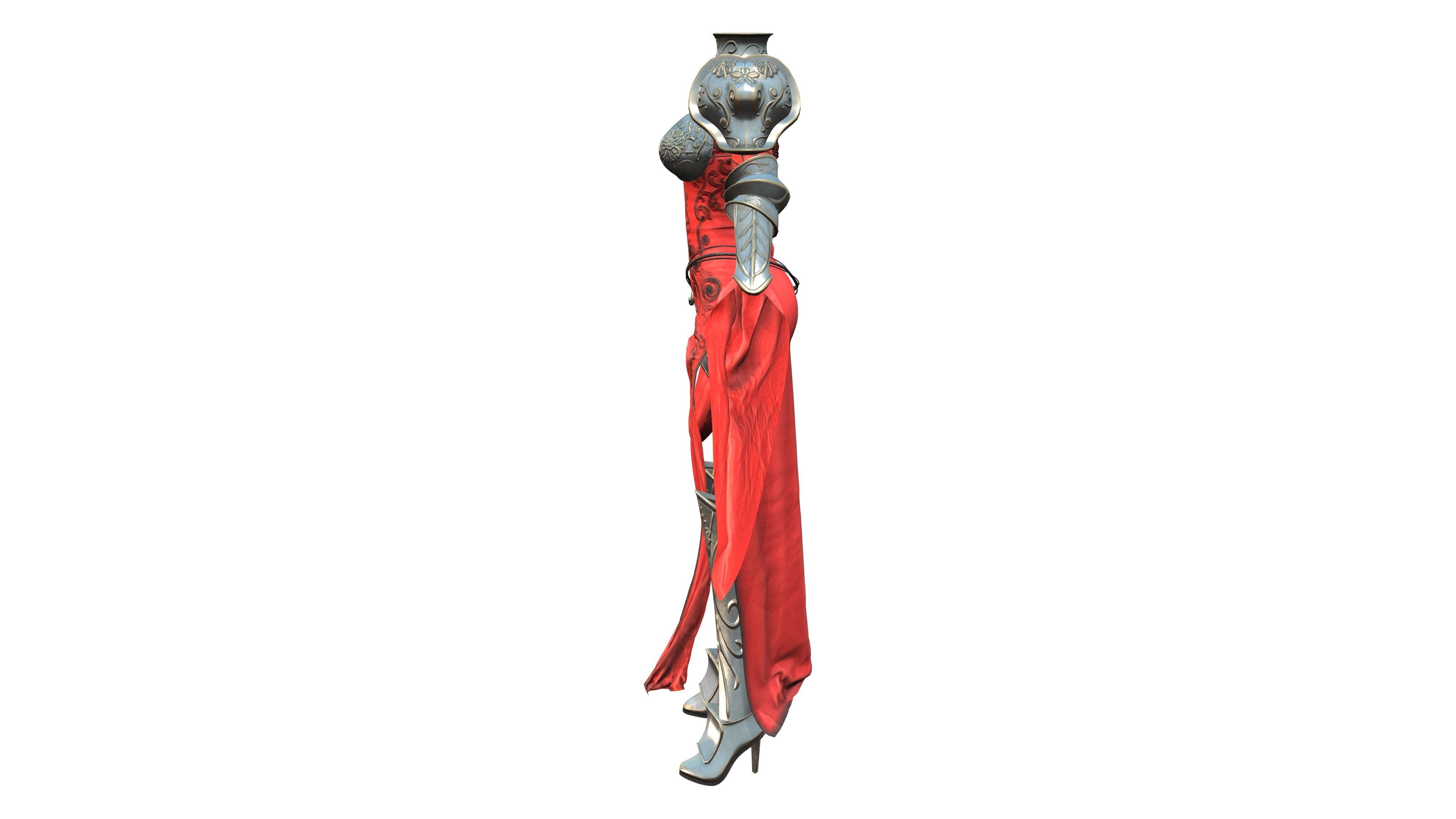 3D model Red Fantasy Full Warrior Outfit VR / AR / low-poly | CGTrader