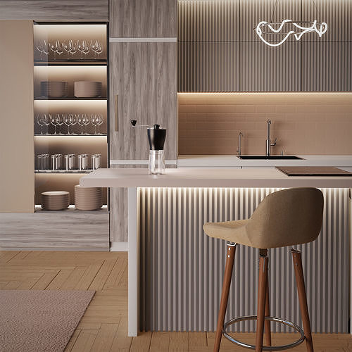 Interior Kitchen Scene 01 3D model | CGTrader