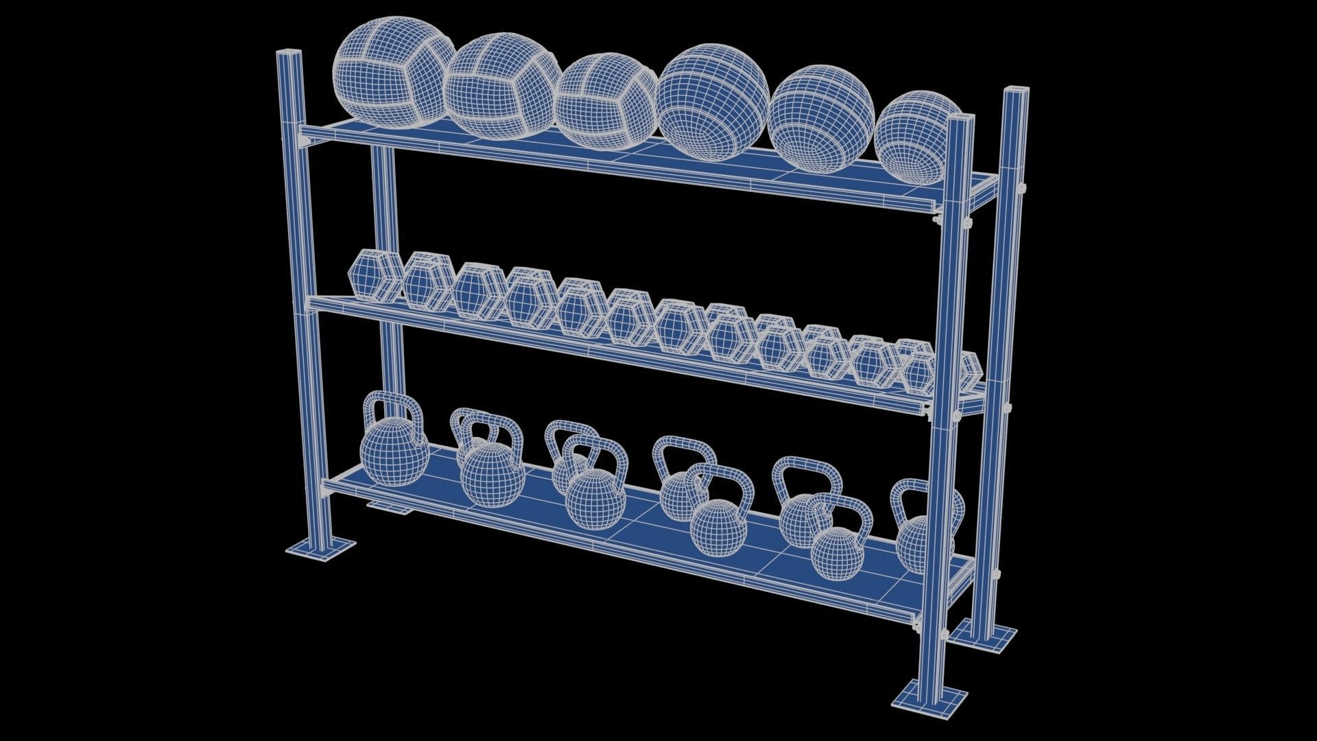 Rack with Sports Equipment 3D model | CGTrader