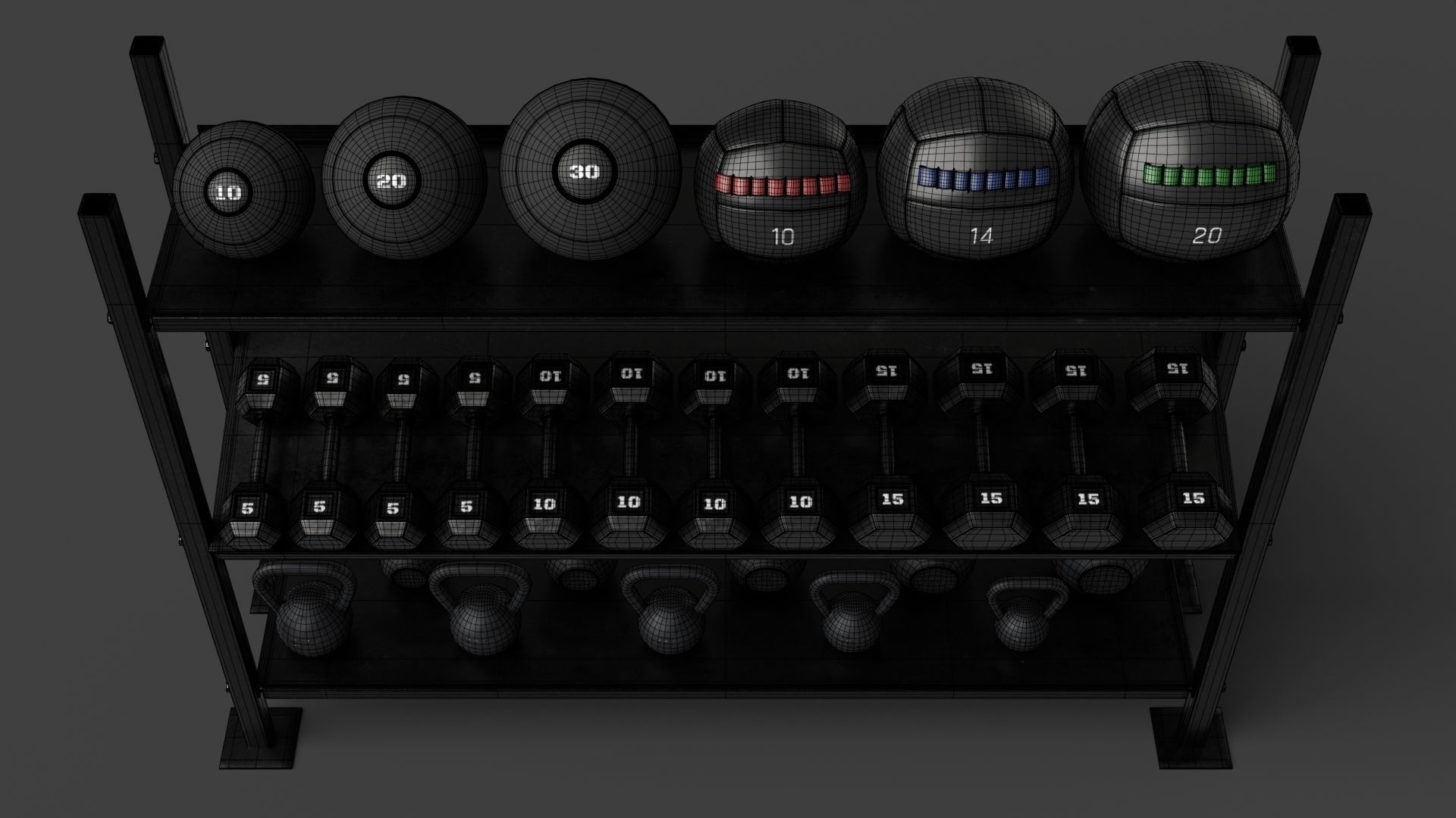 Rack with Sports Equipment 3D model | CGTrader