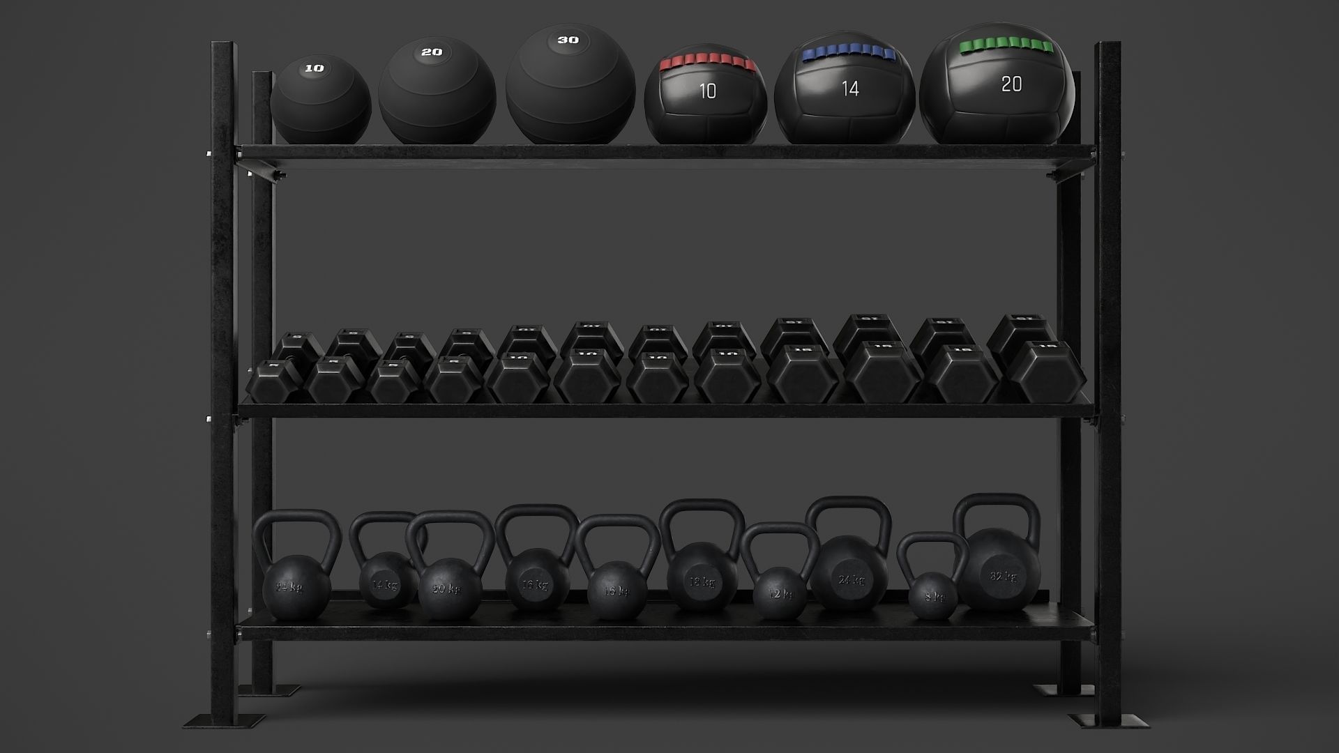 Rack with Sports Equipment 3D model | CGTrader