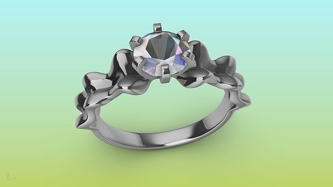 ruffle solitaire ring stl verified 3D model 3D printable | CGTrader