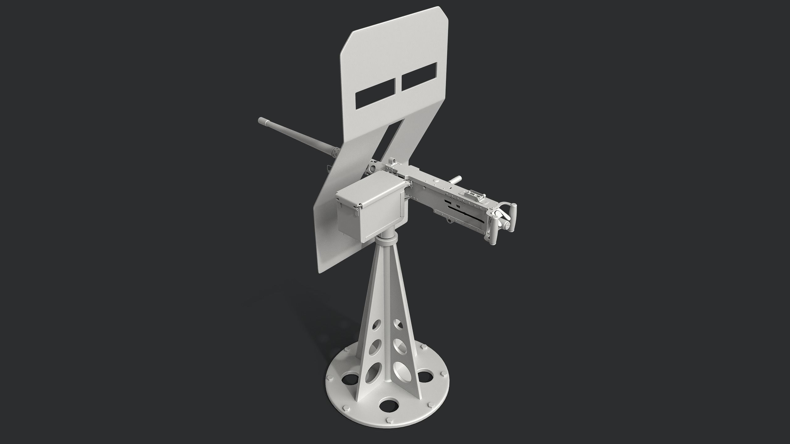 M2 Browning machine gun with shield 3D model | CGTrader