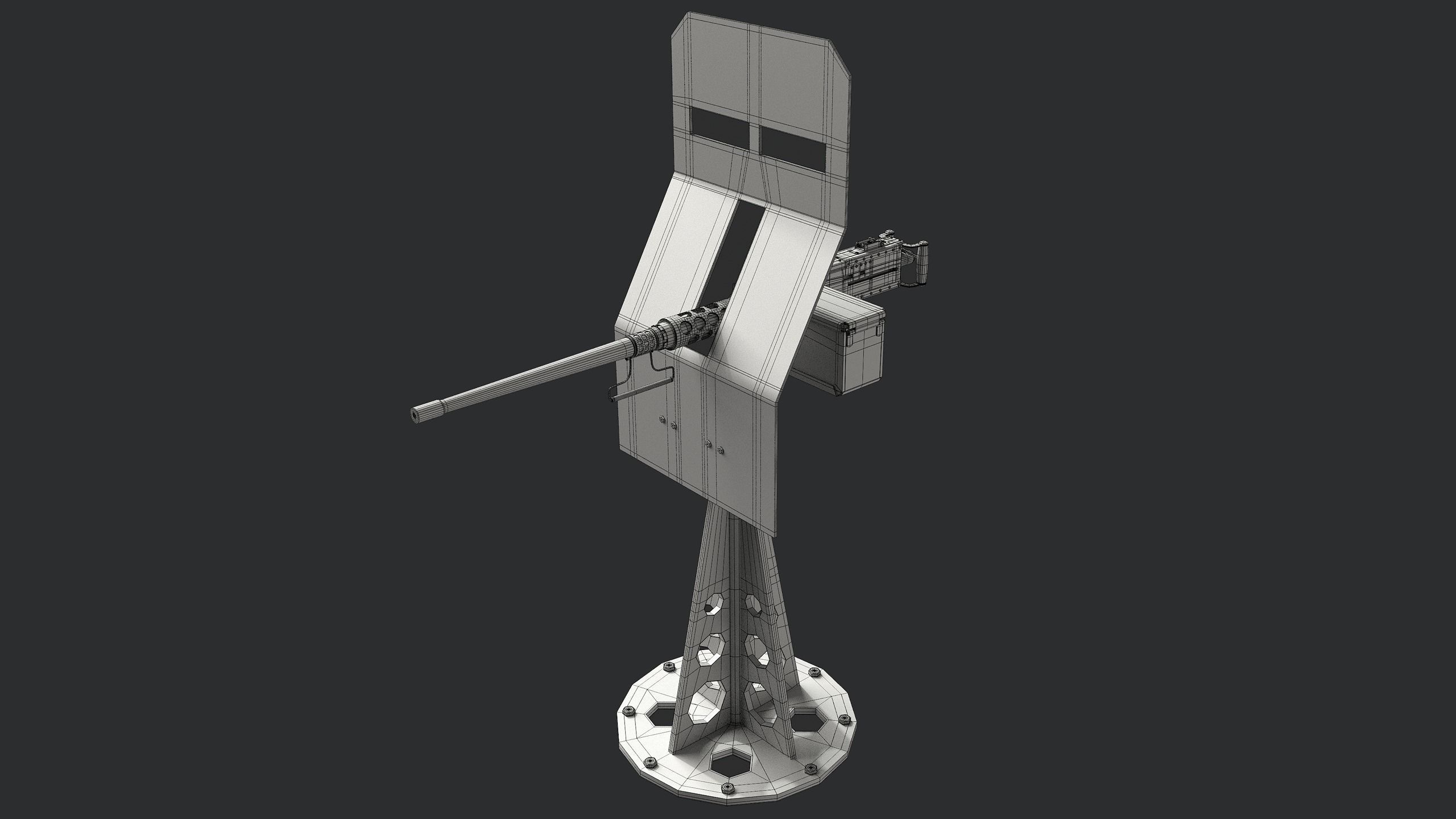 M2 Browning machine gun with shield 3D model | CGTrader
