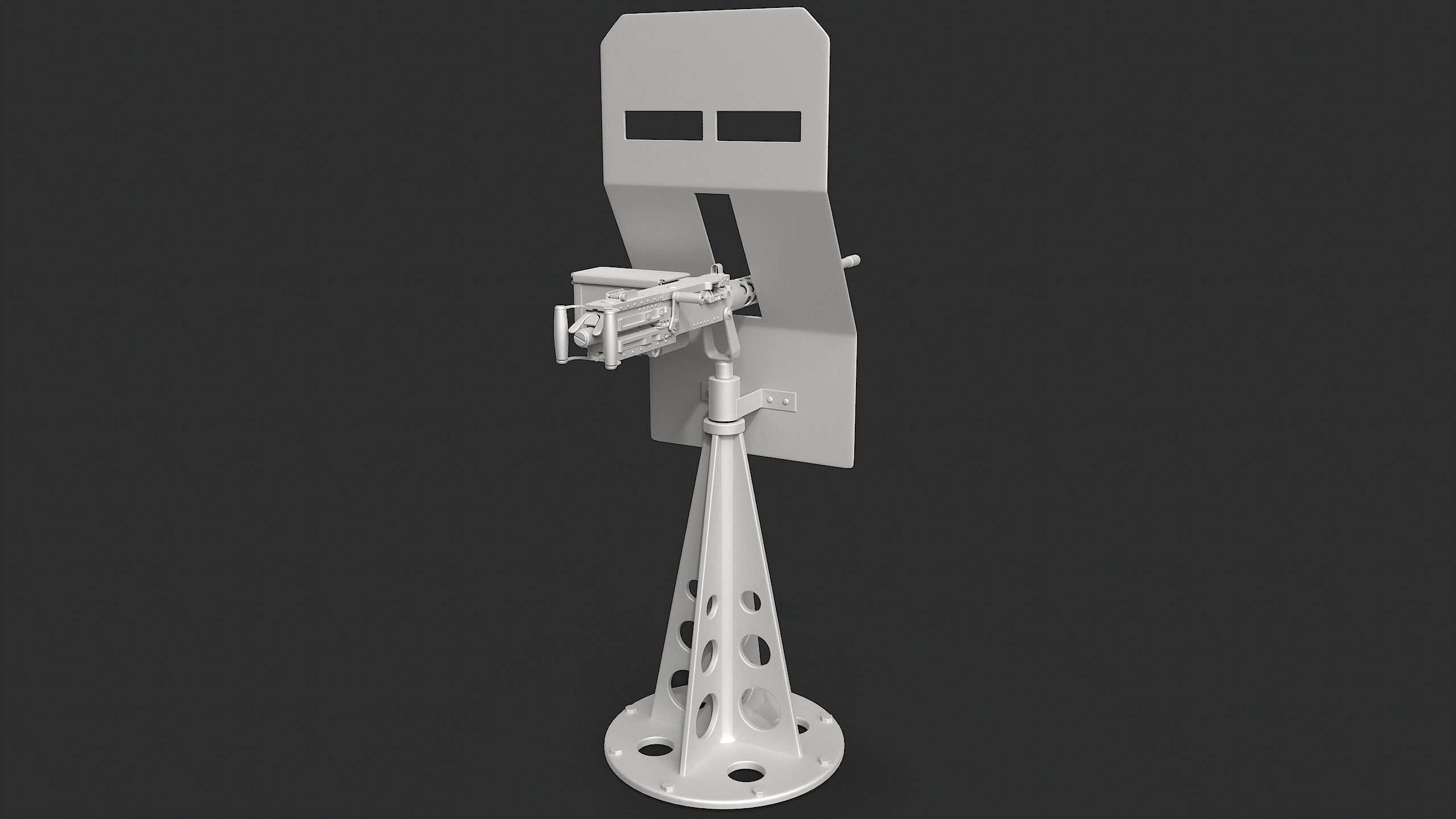 M2 Browning machine gun with shield 3D model | CGTrader