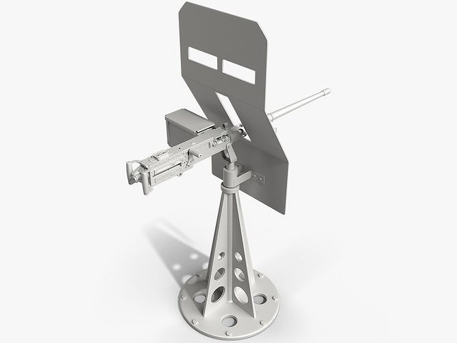 M2 Browning machine gun with shield 3D model | CGTrader