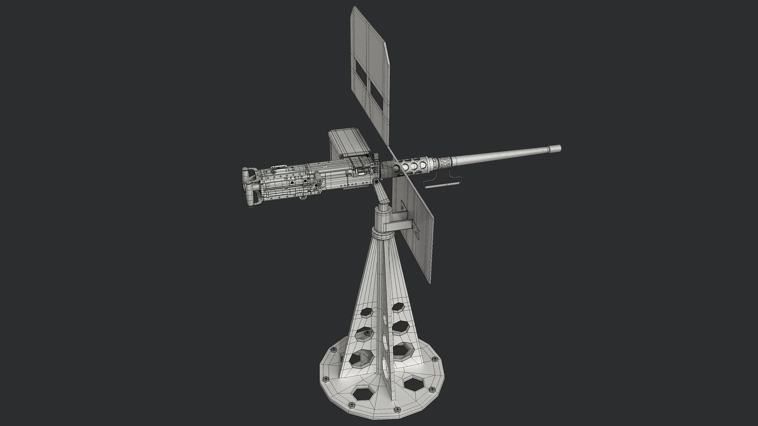 M2 Browning machine gun with shield 3D model | CGTrader