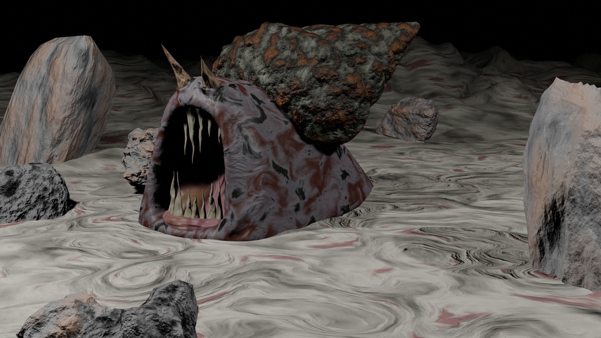 Mutant snail with sharp teeth 3D model | CGTrader