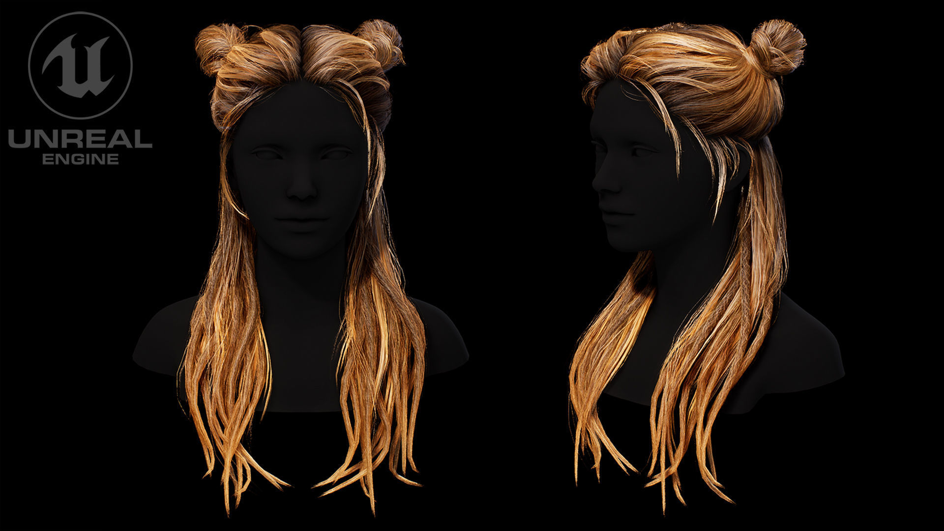 3D model Low Poly Cards Game-ready Hairstyle With Dreadlocks VR / AR ...