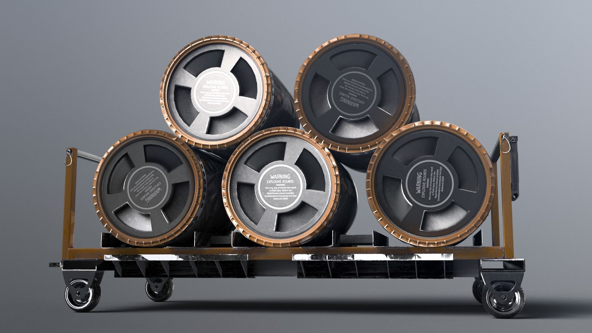 SciFi loaded Barrel Trolley 3D model | CGTrader