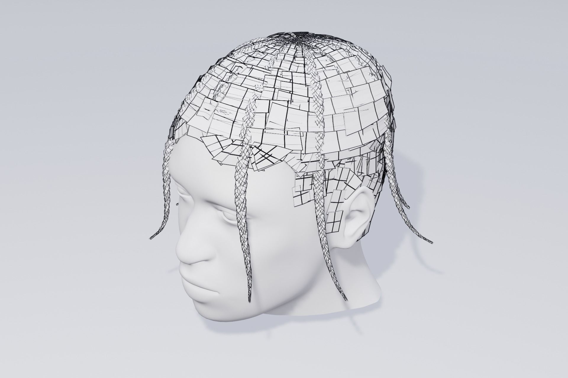 3D model Male afro hair octopus braids 3d Model VR / AR / low-poly ...