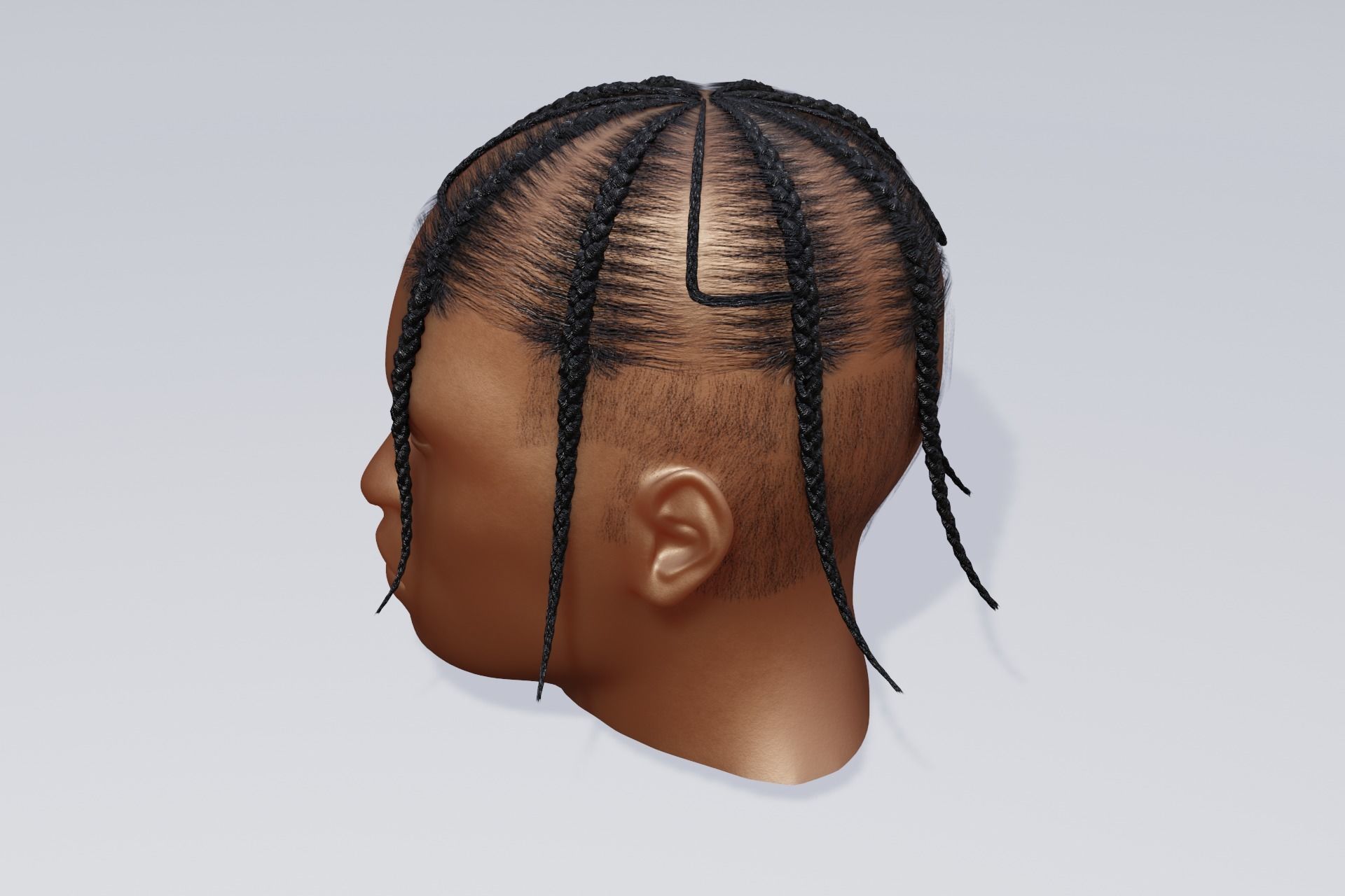 3D model Male afro hair octopus braids 3d Model VR / AR / low-poly ...