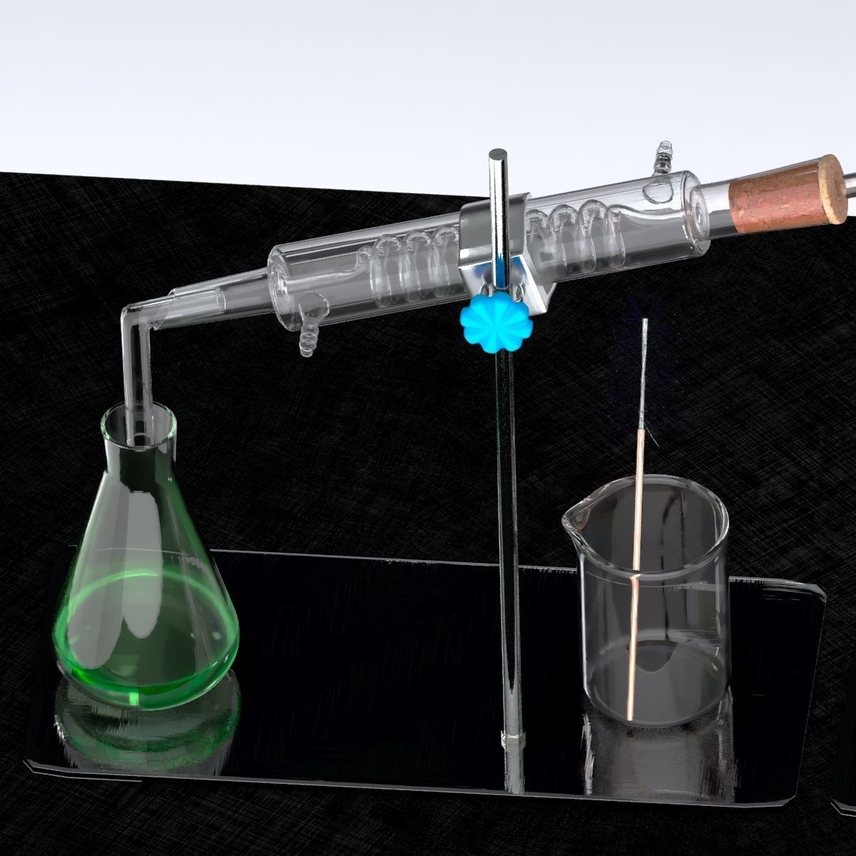 3D model Chemistry Laboratory Glassware on the table Condenser VR / AR ...