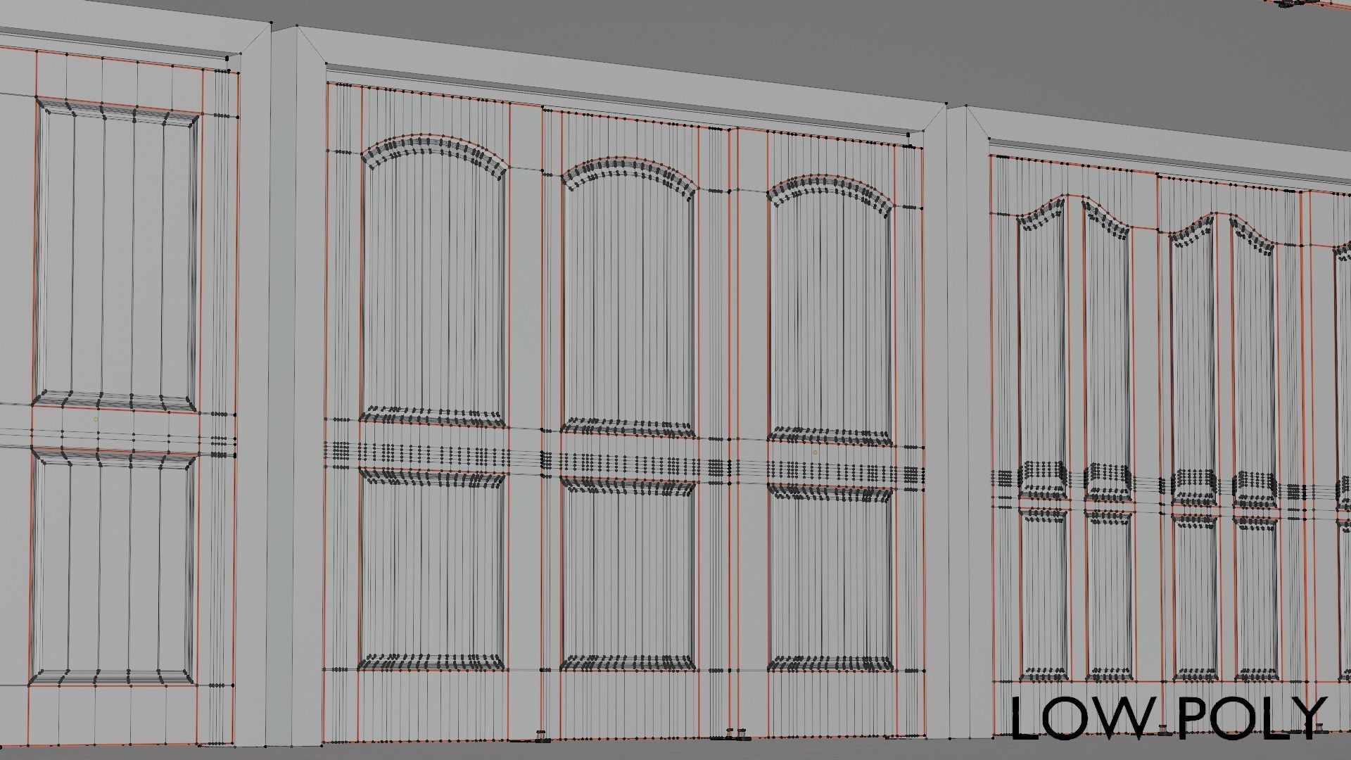 3D model Home Interior Sliding Closet Doors Pack High Poly Low Poly VR ...