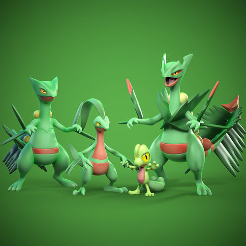 TREECKO EVOLUTIONS 3D model 3D printable | CGTrader