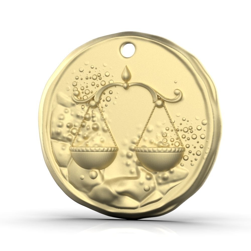 Zodiac Libra Coin Pendant 3D model 3D printable | CGTrader