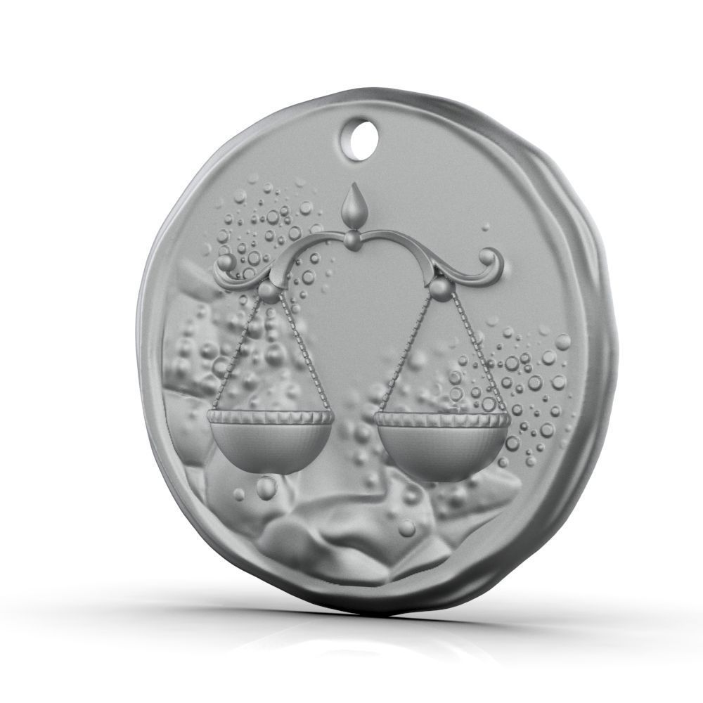 Zodiac Libra Coin Pendant 3D model 3D printable | CGTrader