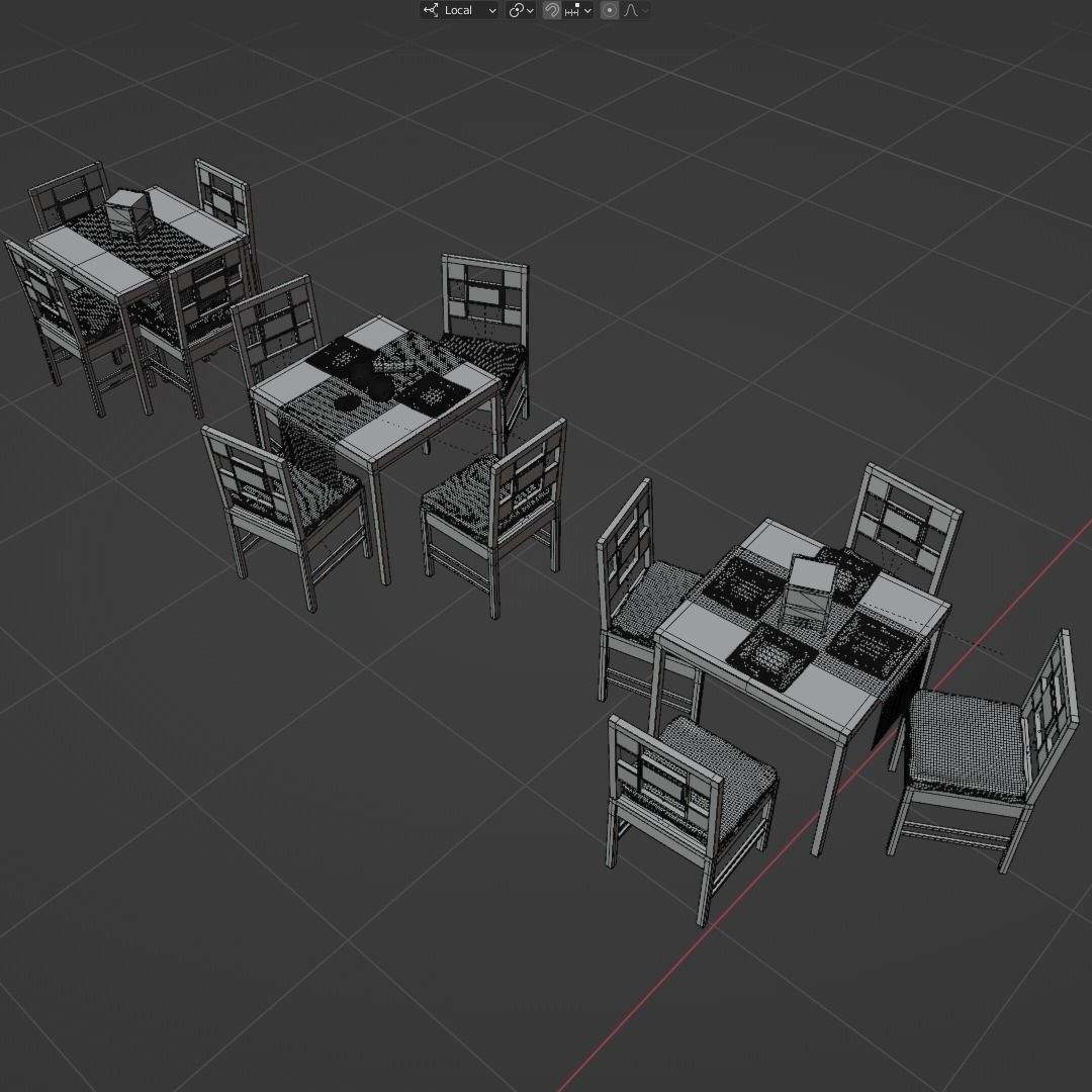 Japanese dining table and chairs 3D model | CGTrader