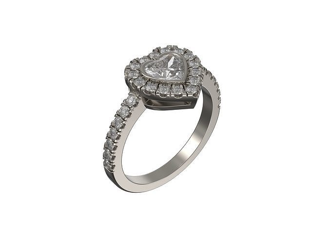 Heart ring with diamonds 3D model 3D printable | CGTrader