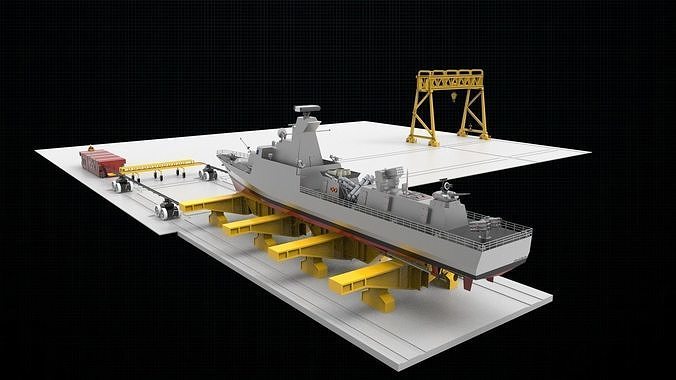 shipyard model ship on dock 3D model | CGTrader