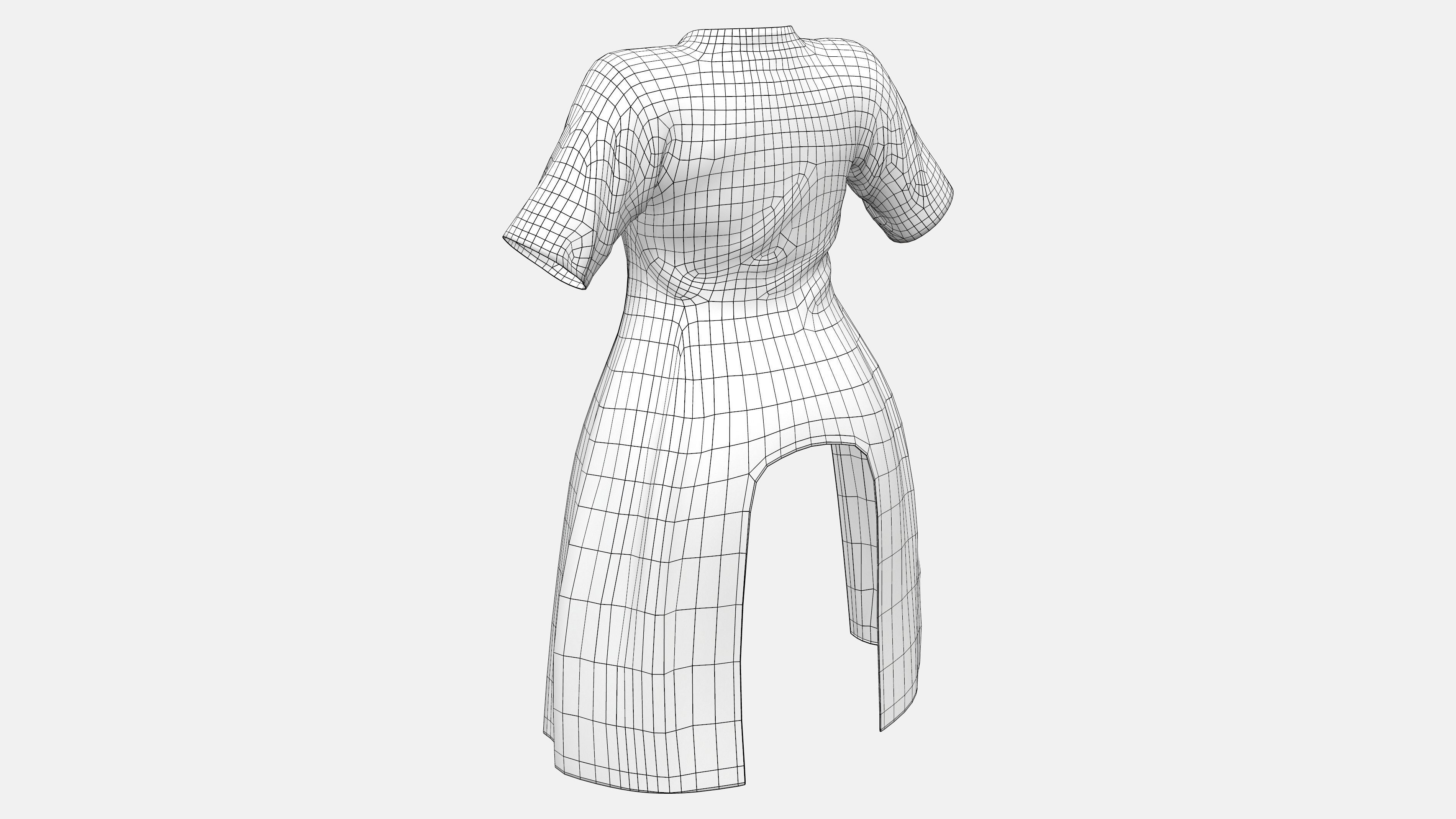 3D model Japanese Anime Style Open Front Overcoat VR / AR / low-poly ...