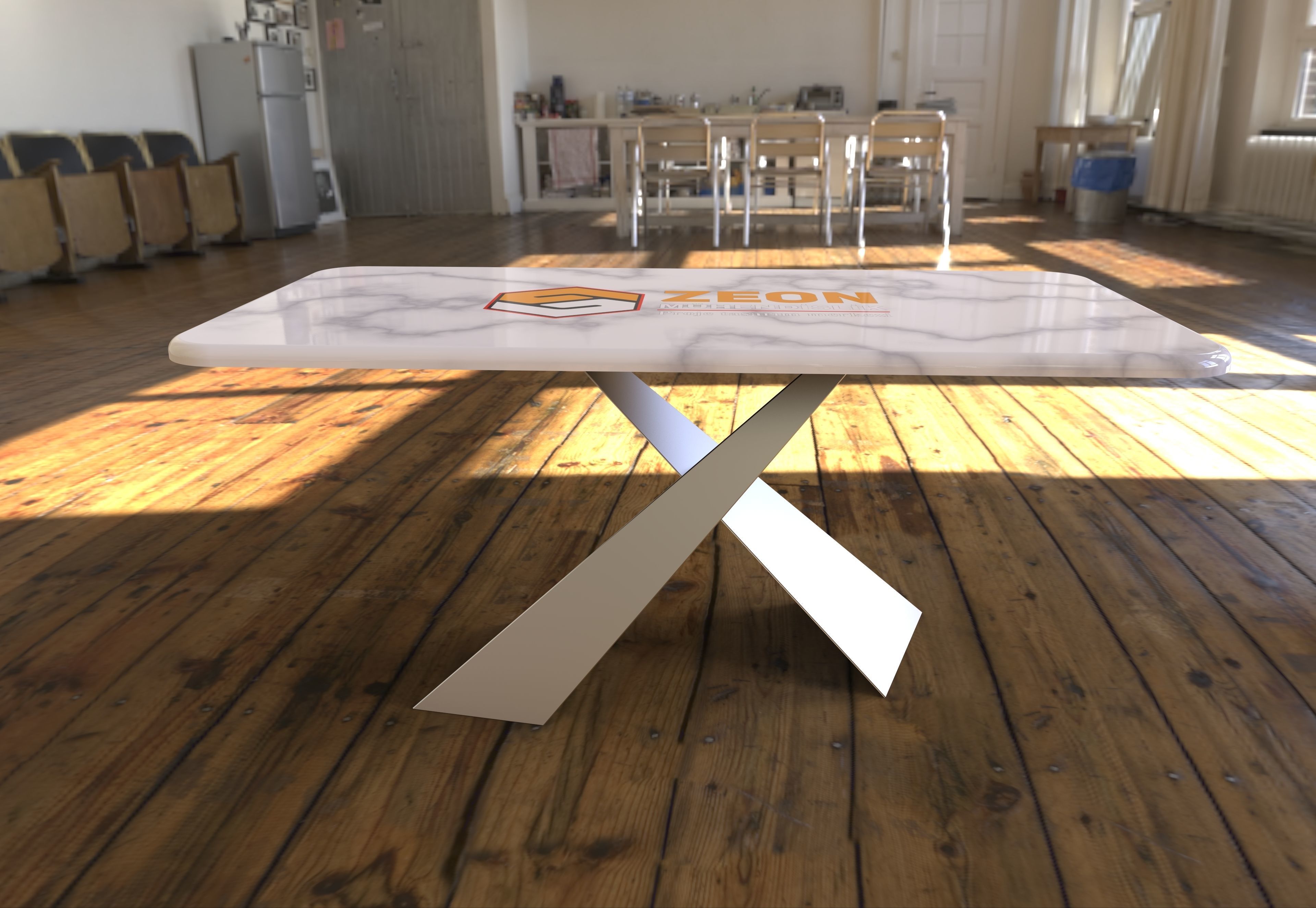 Cross leg table 3D model rigged | CGTrader