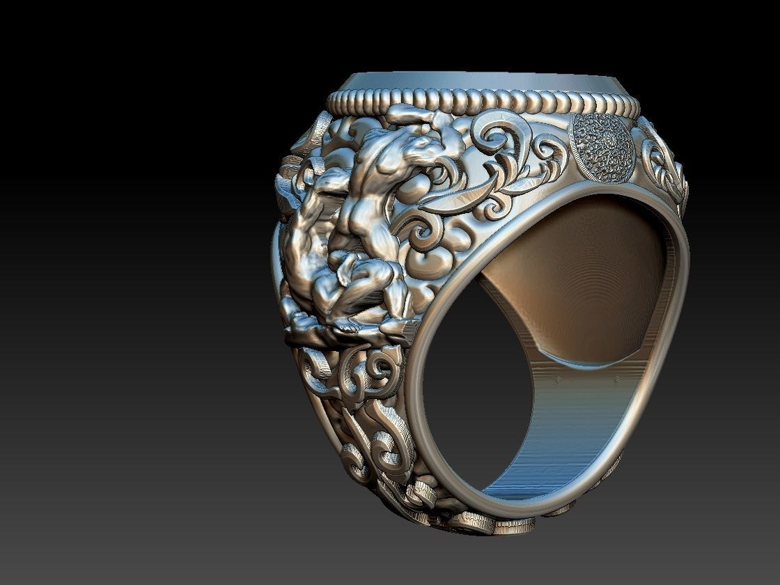 Theseus and Minotaur Greek Mythology Ring - Teseu e Minotauro 3D model ...