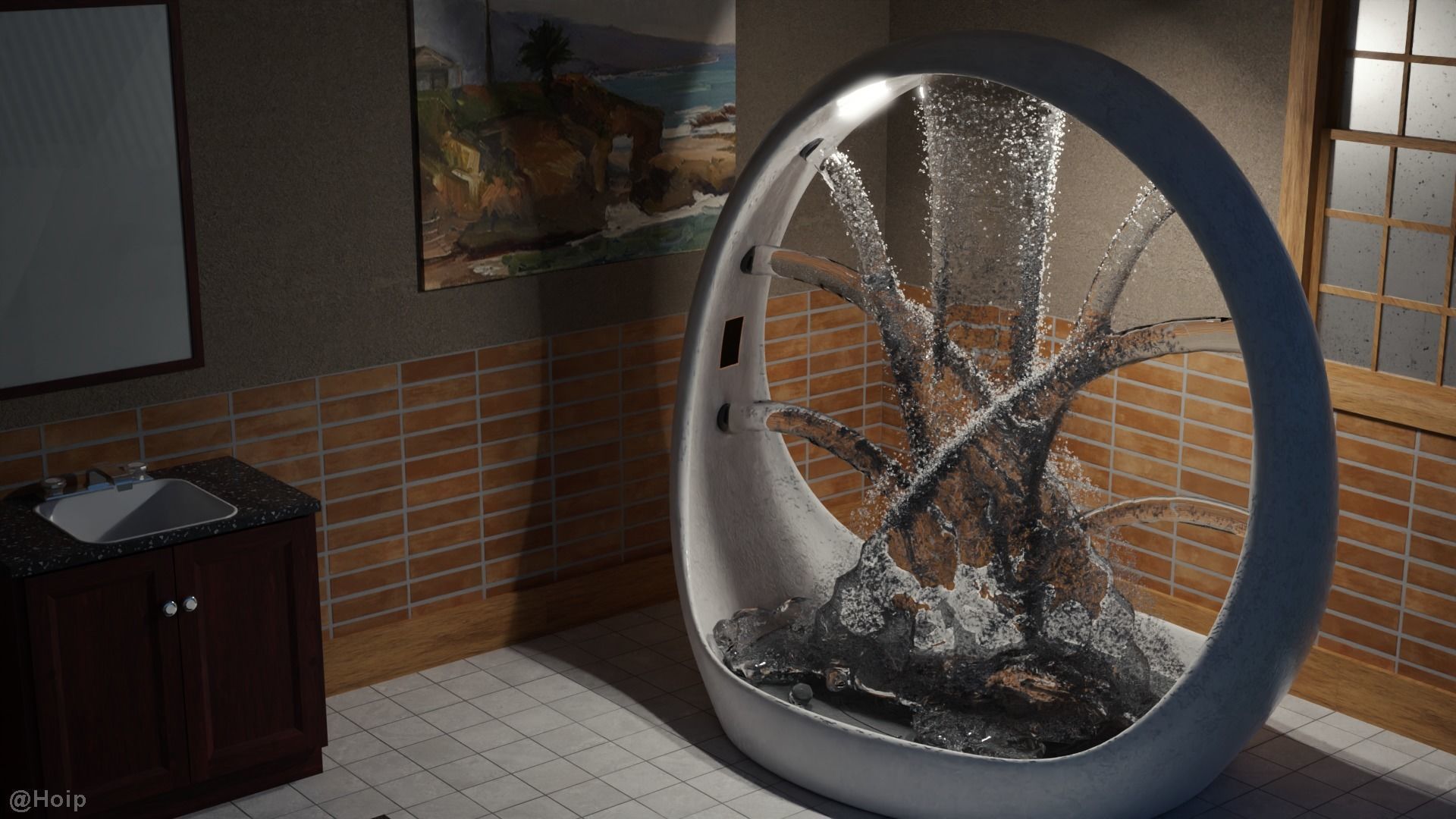 Futuristic Circular Shower free 3D model | CGTrader