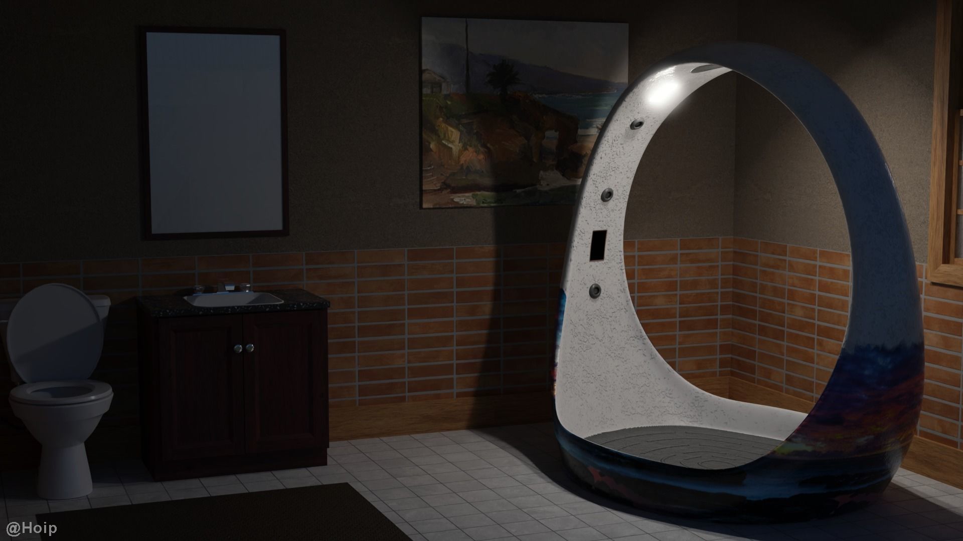 Futuristic Circular Shower free 3D model | CGTrader