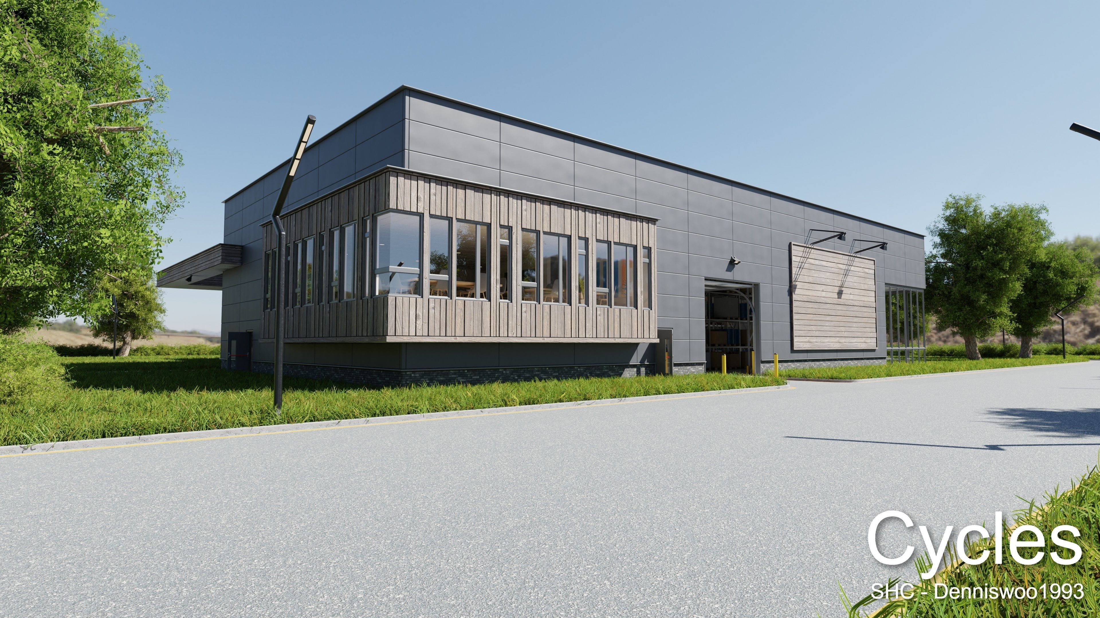 3D model Modern furnished warehouse with office for Blender VR / AR ...