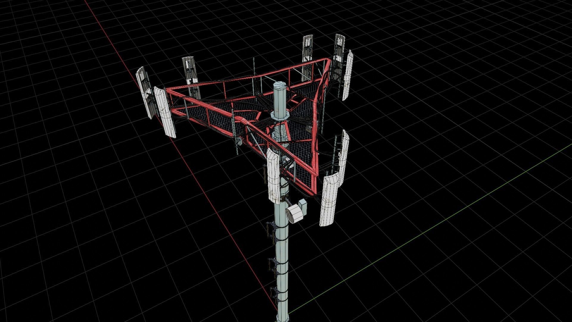 3D model cell-phone communication tower with 4k textures VR / AR / low ...