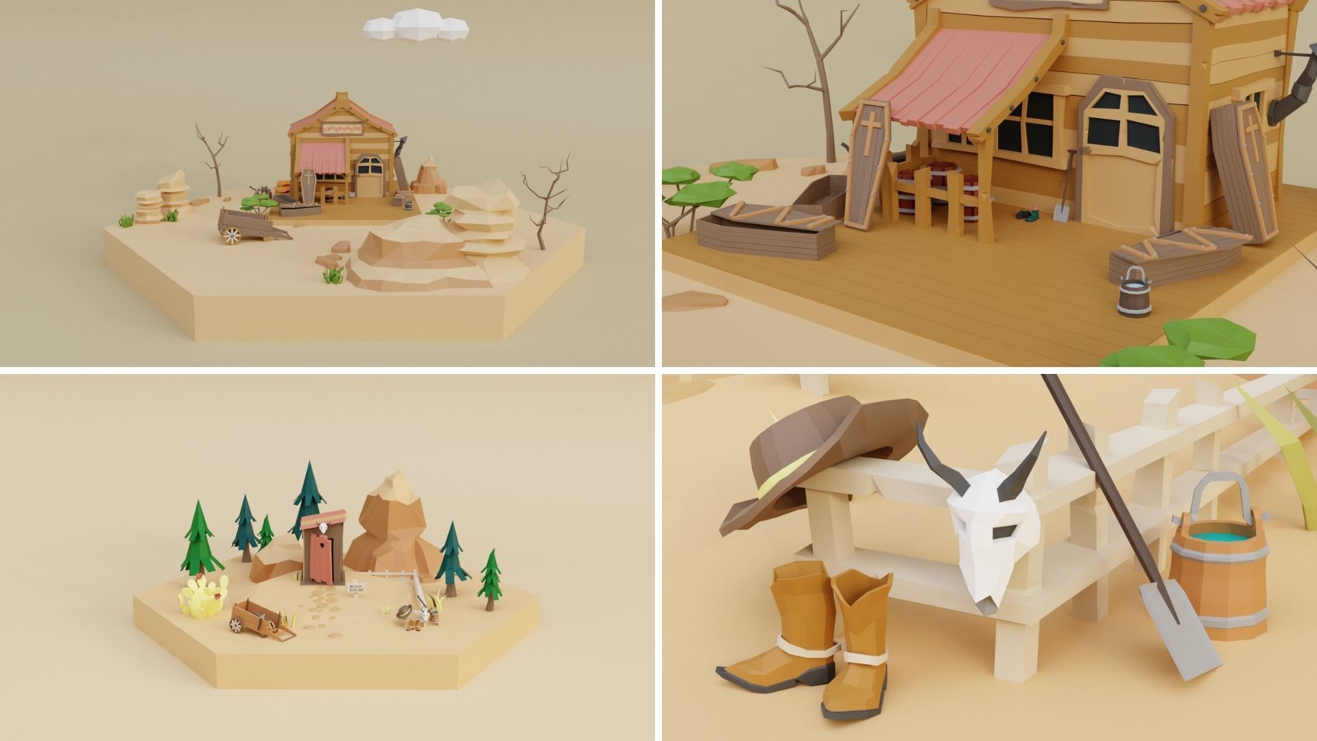 3D model Low Poly Wild West Set VR / AR / low-poly | CGTrader