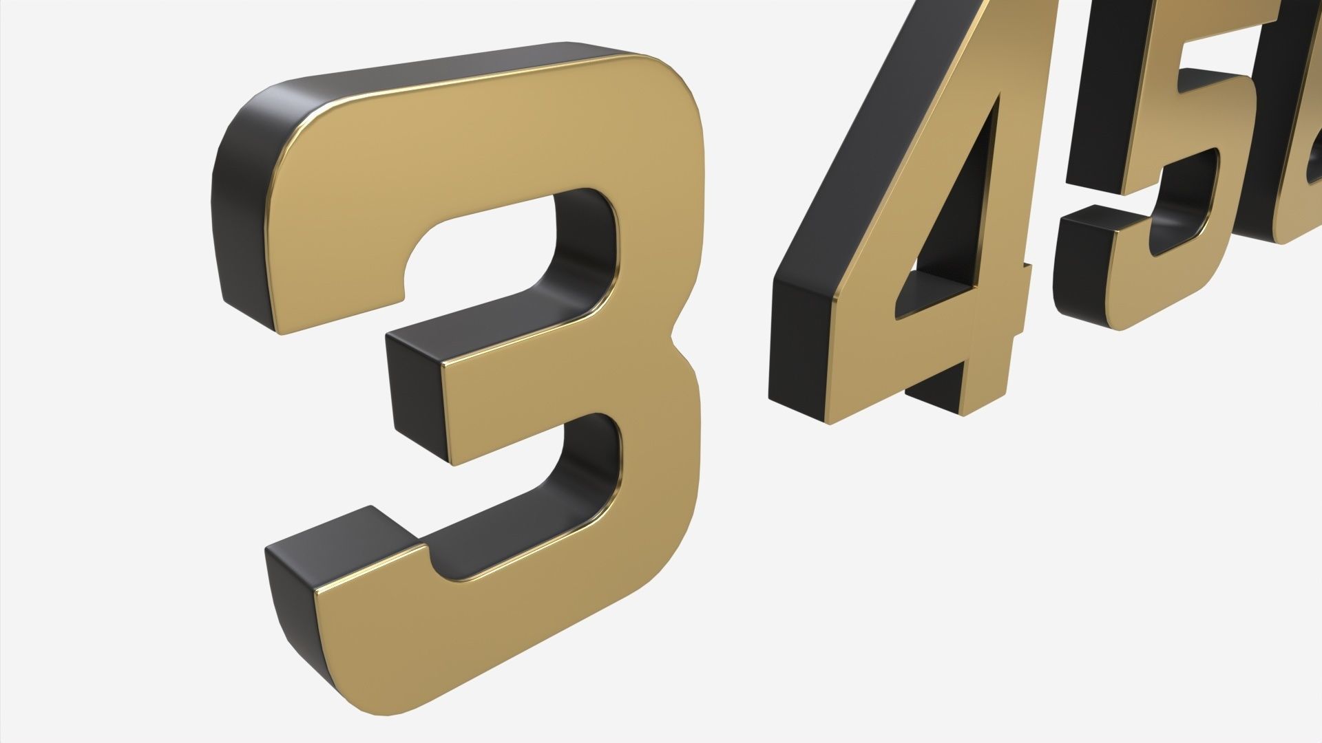 Numbers gold metal plastic 3D model | CGTrader