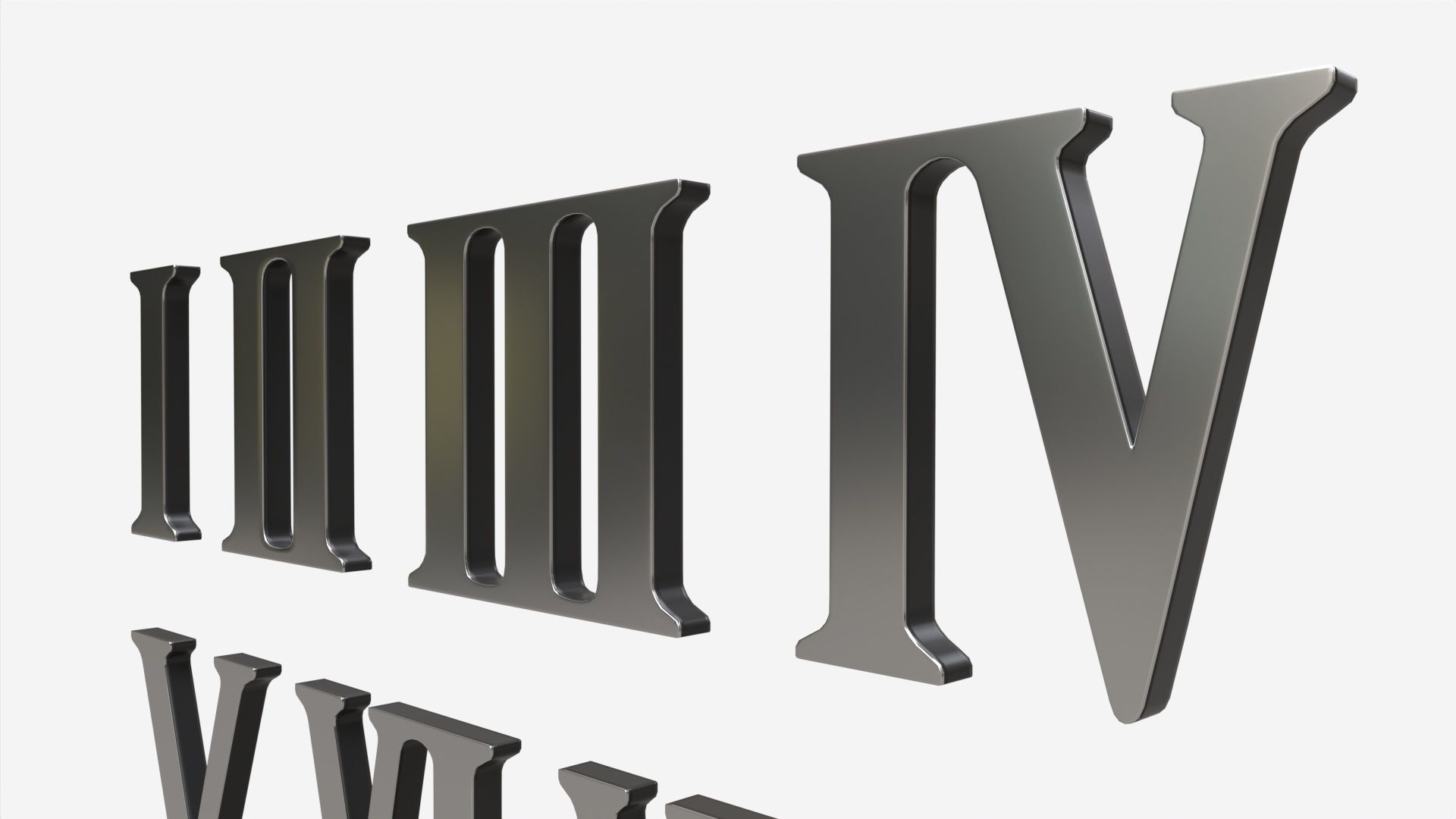 Roman numbers silver metal plastic 3D model | CGTrader