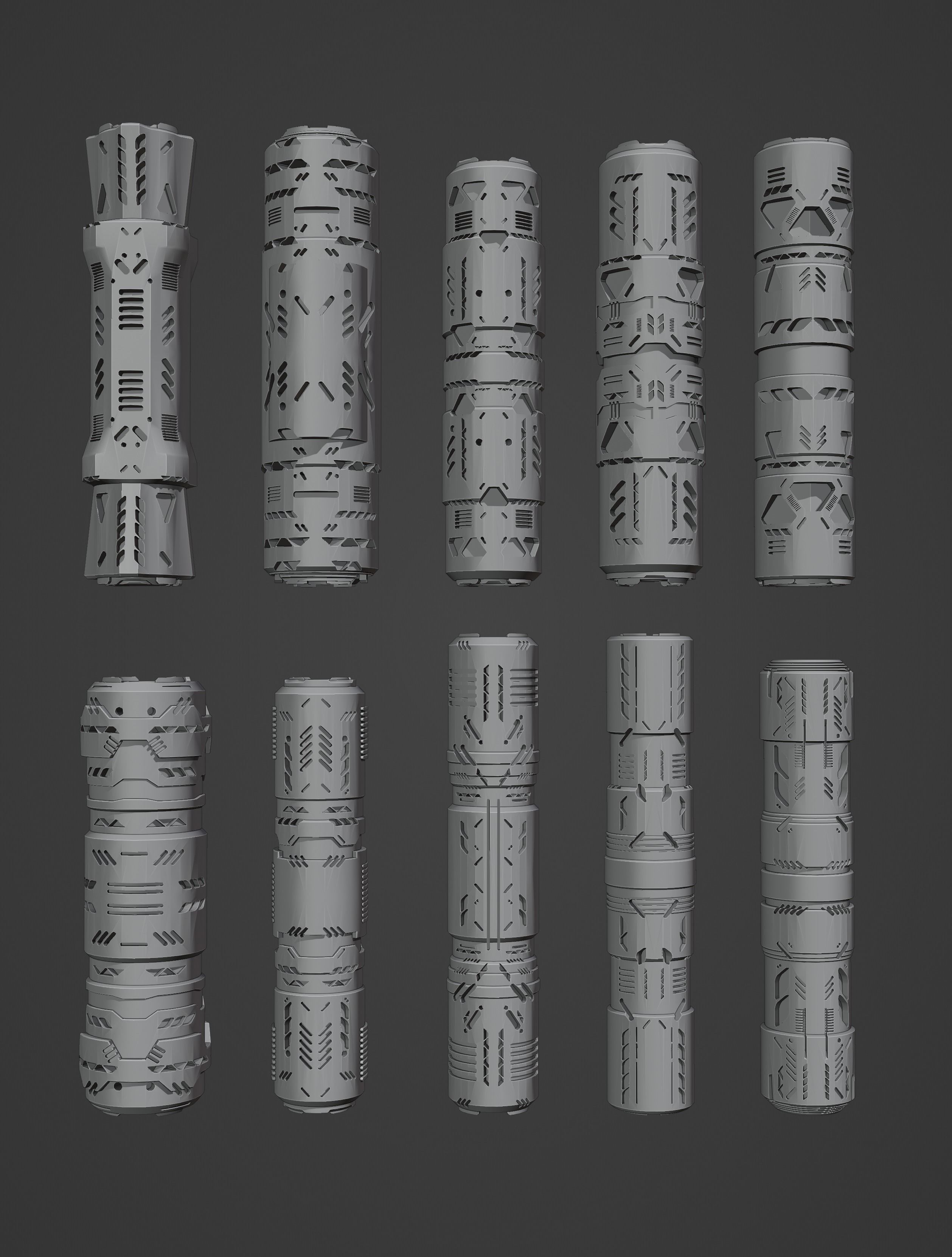 Scifi Cylinder pack 3D model | CGTrader