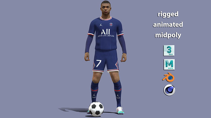 Kylian Mbappe 3D model animated rigged | CGTrader