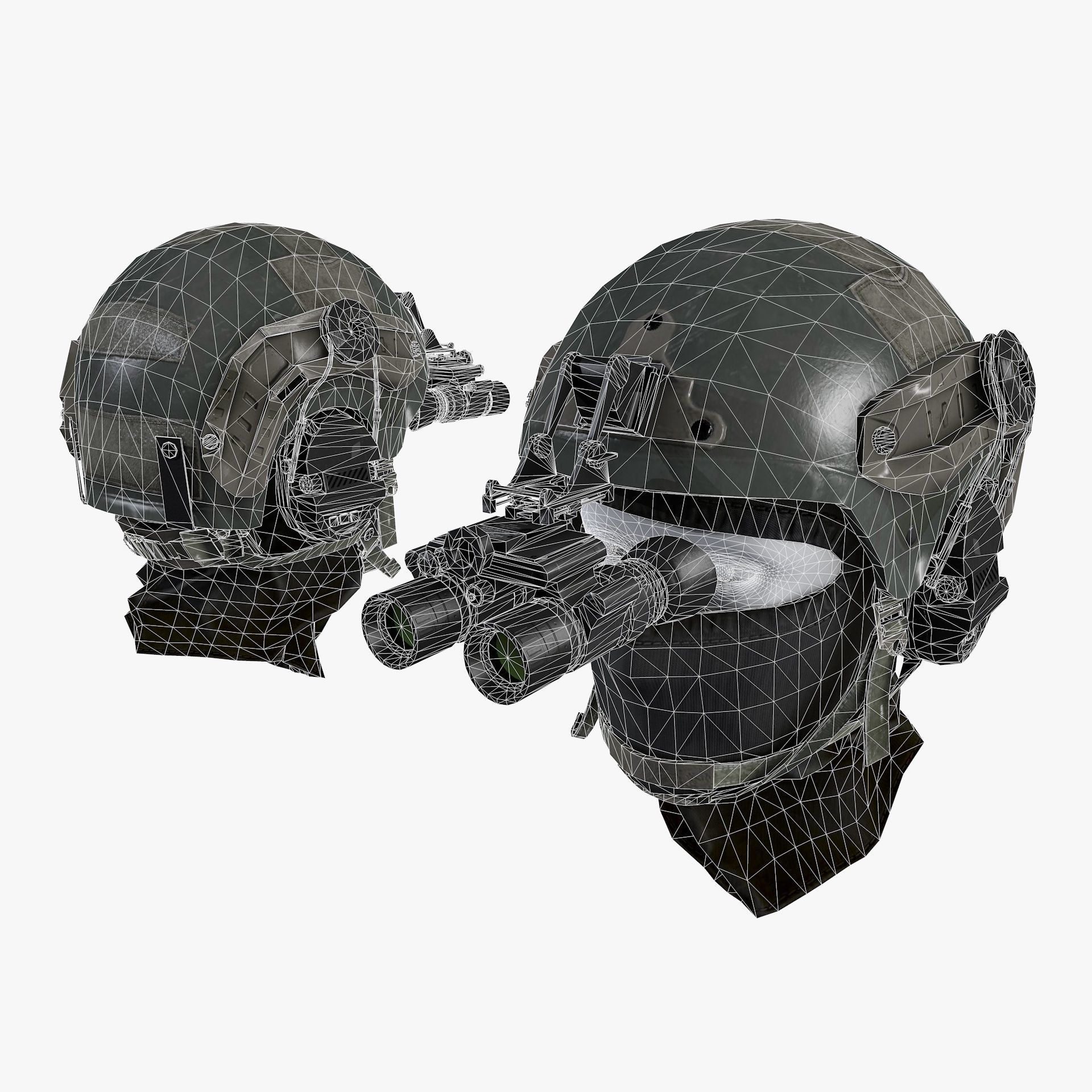 3D model Ops Core Helmet with Tactical Night Goggles VR / AR / low-poly ...