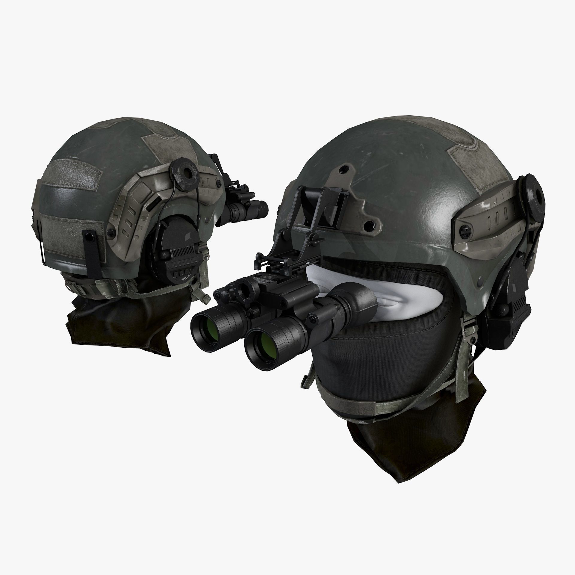 3D model Ops Core Helmet with Tactical Night Goggles VR / AR / low-poly ...