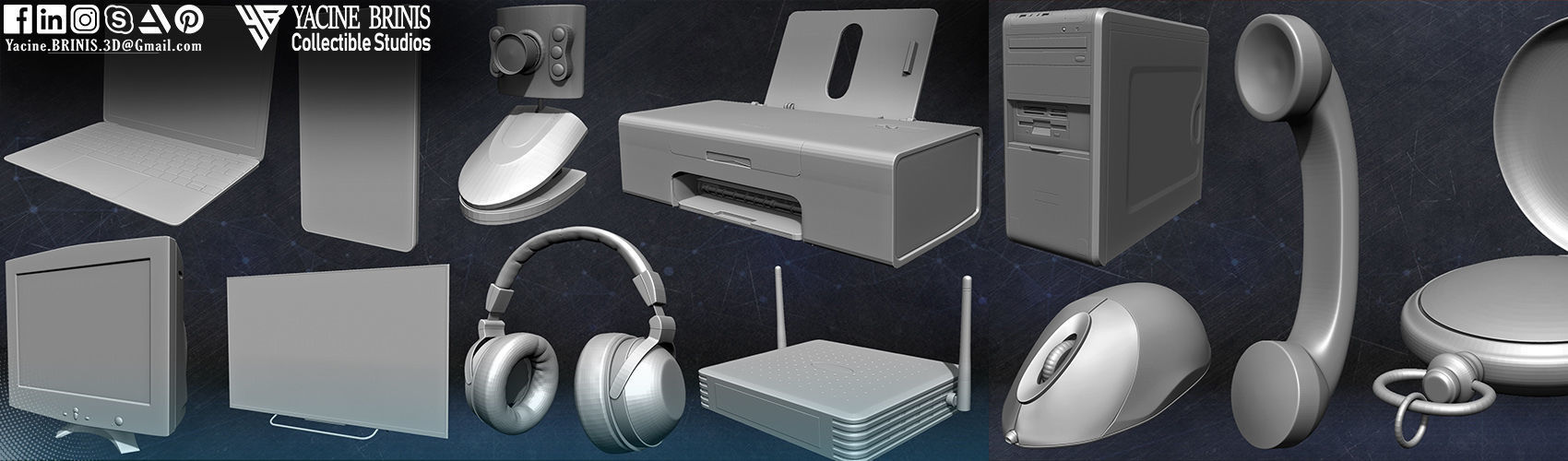 3D model 50 Electronic Props Kitbash Vol 01 VR / AR / low-poly | CGTrader