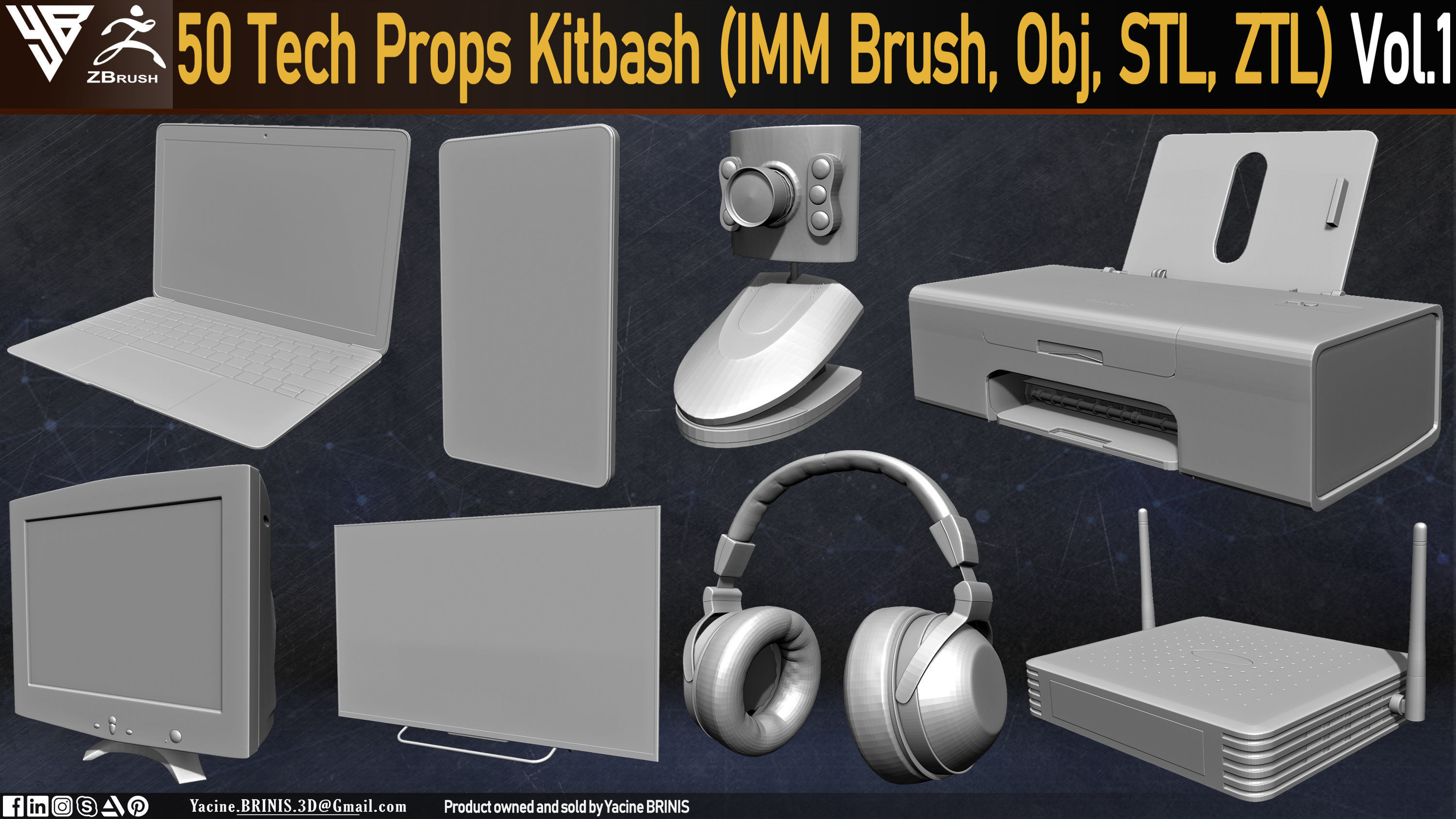 3D model 50 Electronic Props Kitbash Vol 01 VR / AR / low-poly | CGTrader
