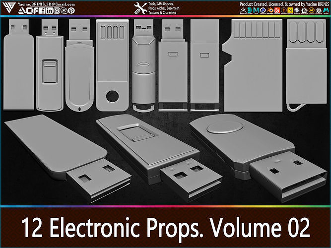 3D model 12 Tech Props Kitbash Vol 02 VR / AR / low-poly | CGTrader