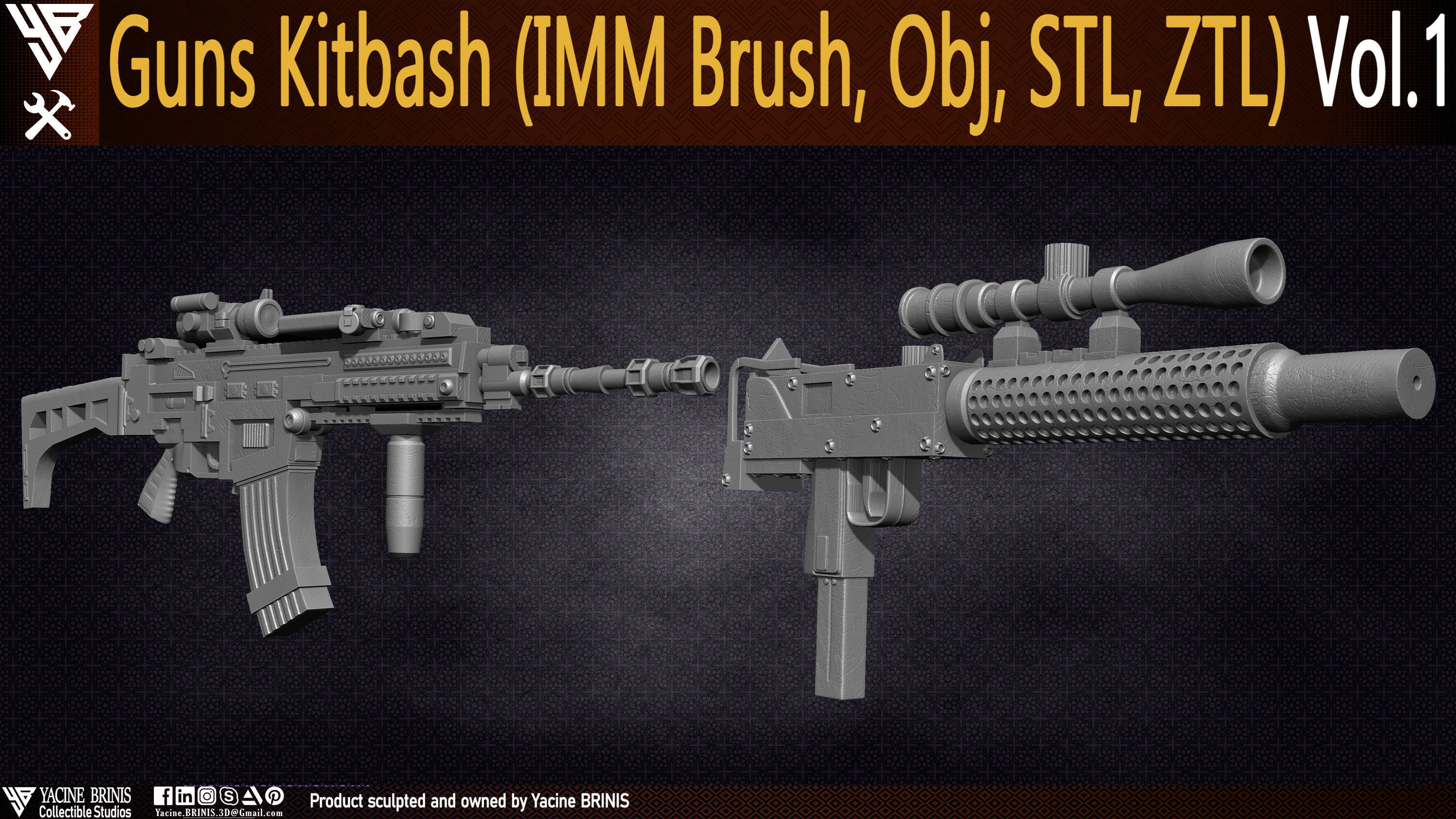 3D model Guns Kitbash Vol 01 VR / AR / low-poly | CGTrader