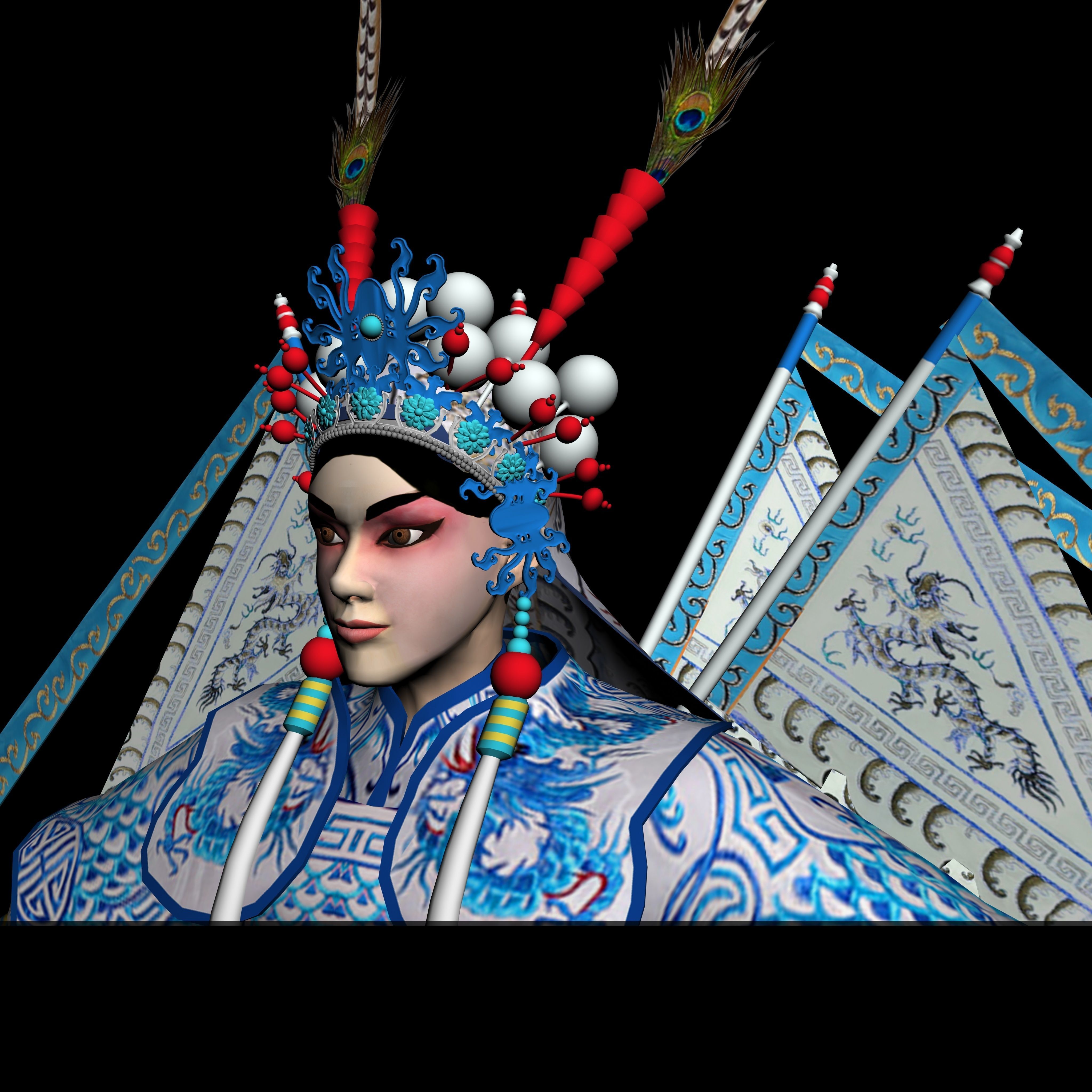 Chinese Peking opera characters men and women 3D model | CGTrader