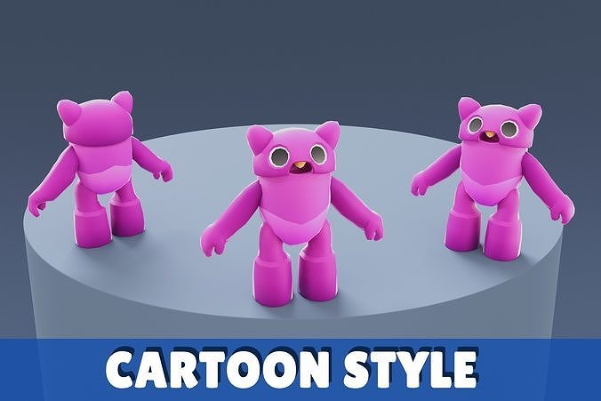 3D model Cartoon Characters - Small Angrypink Warrior VR / AR / low ...