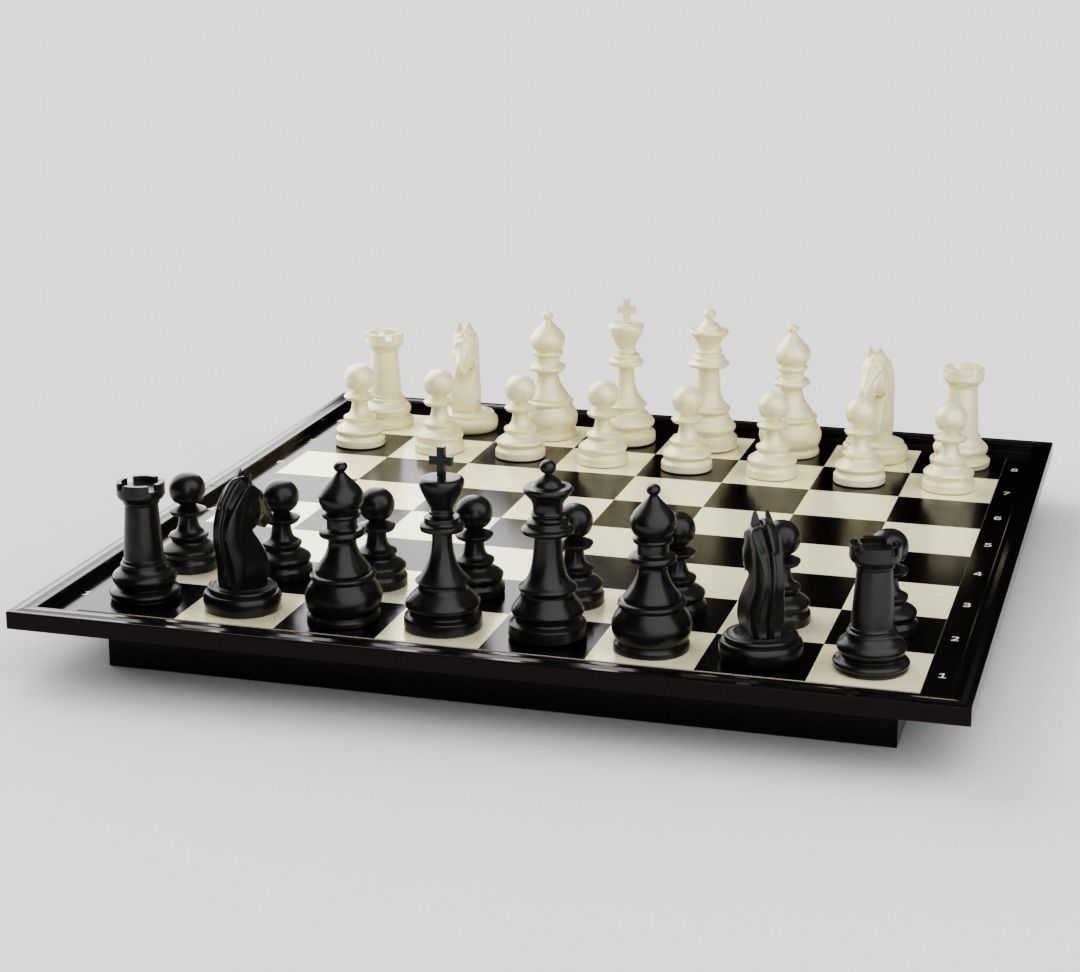 Rigged Chess Board with Complete Chess Pieces 3D model rigged | CGTrader