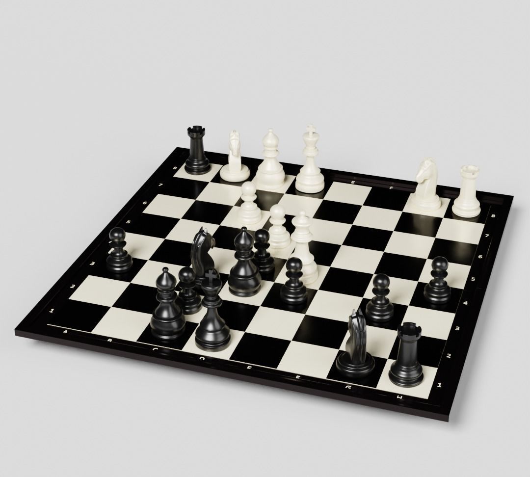 Rigged Chess Board with Complete Chess Pieces 3D model rigged | CGTrader