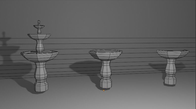 Low Poly Fountains three free VR / AR / low-poly 3D model | CGTrader