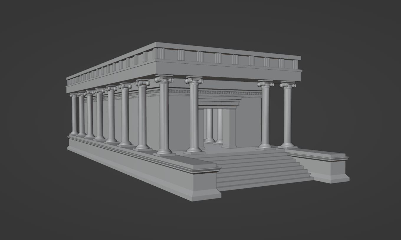 3D model Temple lowpoly with columns and steps VR / AR / low-poly ...