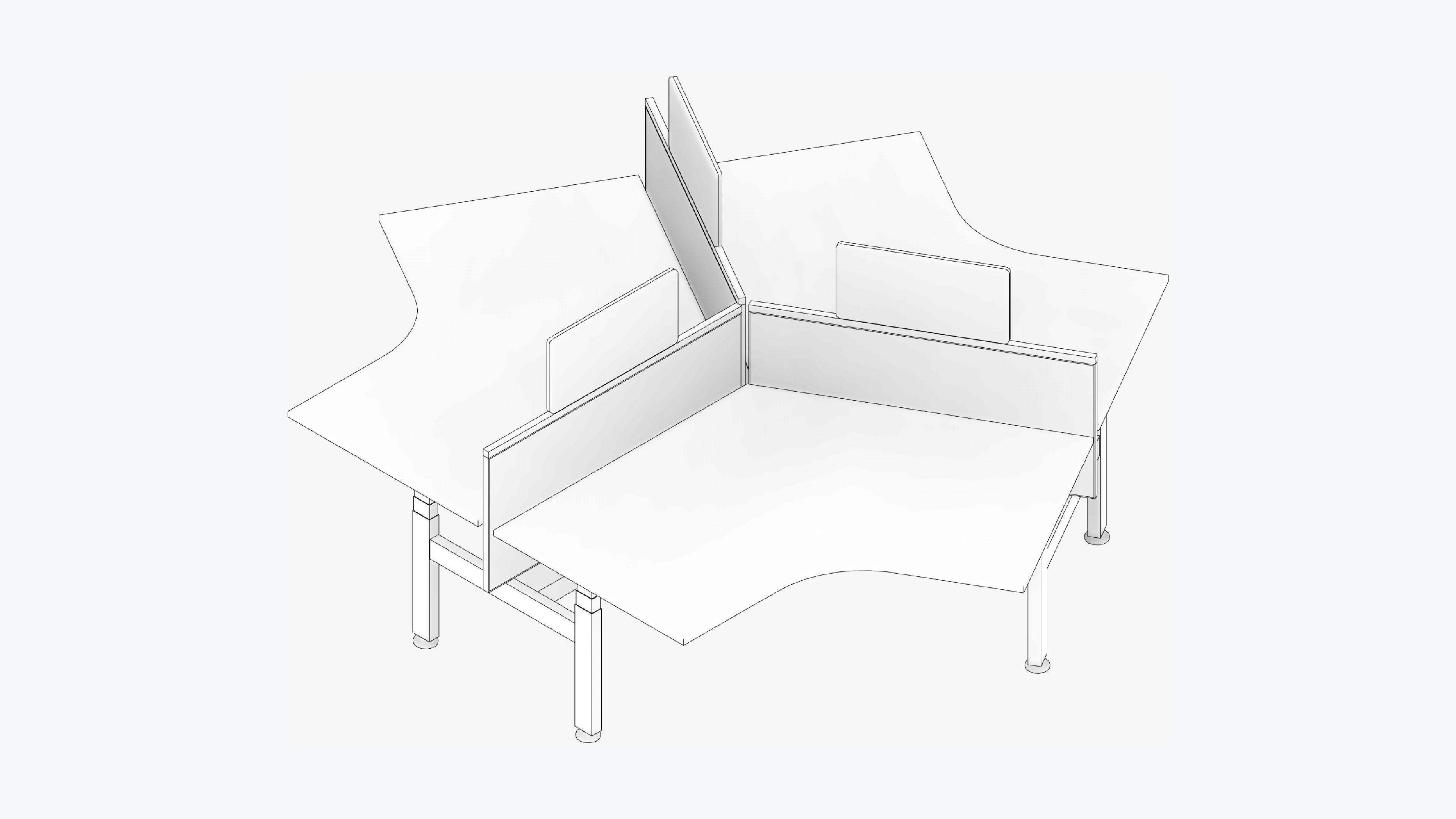 3D model Desk - Cluster - Officetec - Angular - 120 Deg - Adjustable VR ...