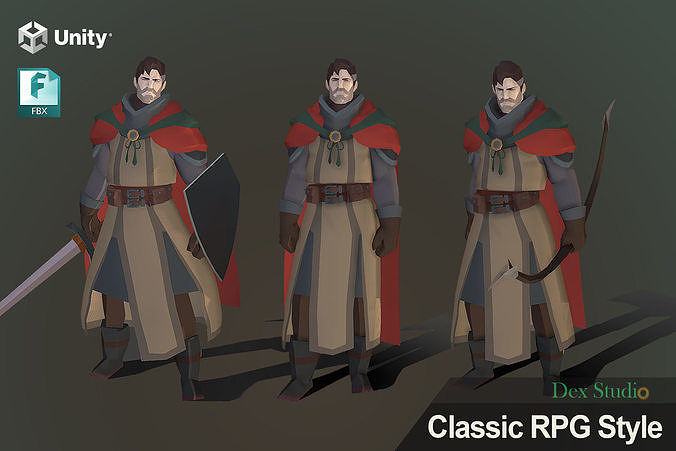 3D model Classic RPG Style 01 Auther Warrior Archer Swordman VR / AR ...